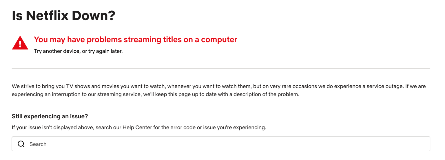 Netflix Suffering Global PC/Web Outage With Video Player Freezing Or ...